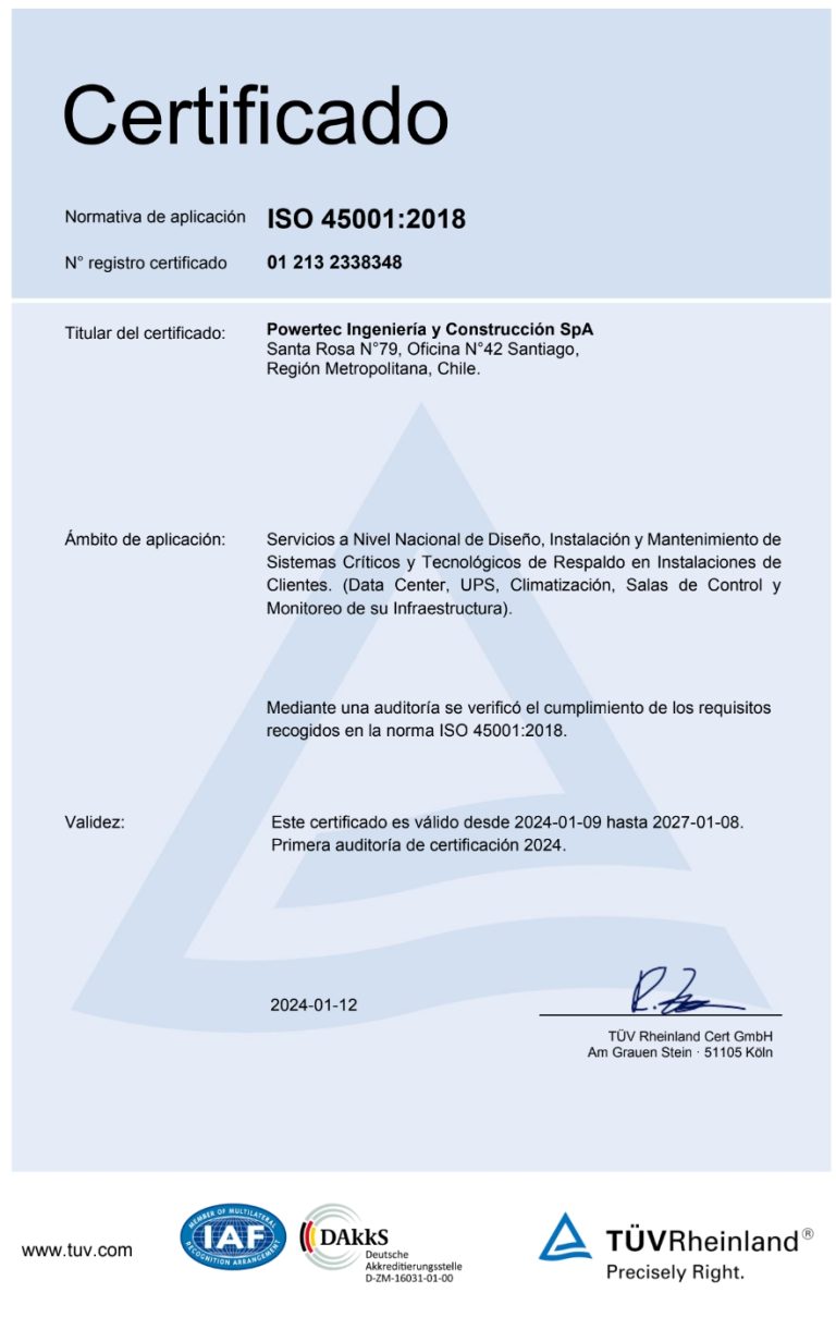 Certificación ISO - Powertec Ingeniería